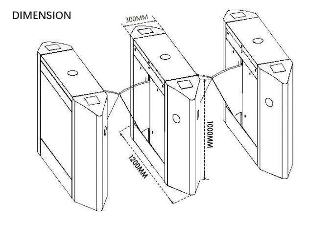 BLDC Motor Waist Height Flap Barrier Gate With Wire Drawing Surface ...
