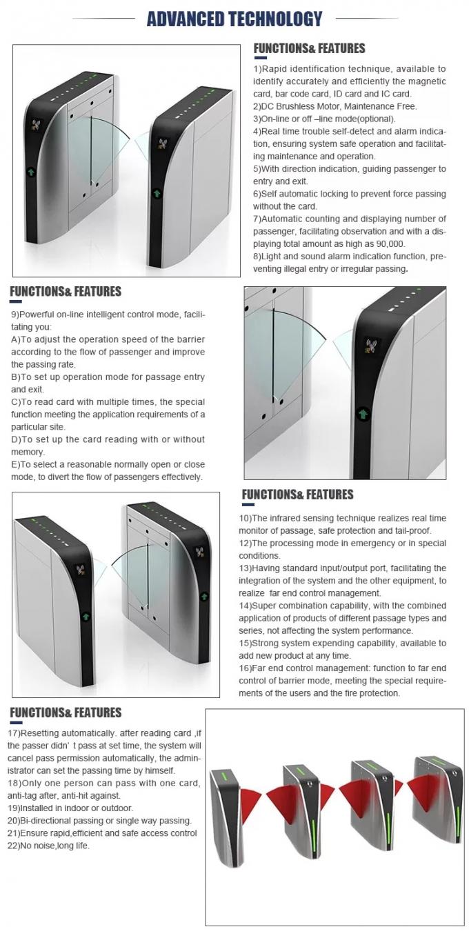 Retractable Flap Gate Barrier RFID Card Reader / QR Code Scanner LED ...