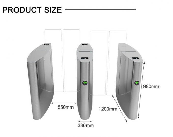Glass Optical Sliding Turnstile 4 Pair Infrared Sensors Anti Intrusion ...