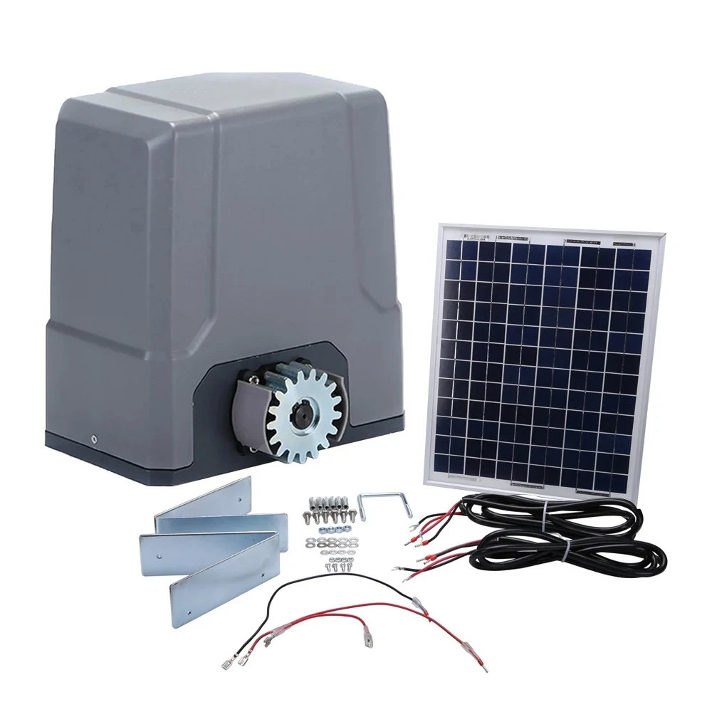 SL800DC Sliding Gate Opener 24V DC Motor Solar Panel Charged Backup ...